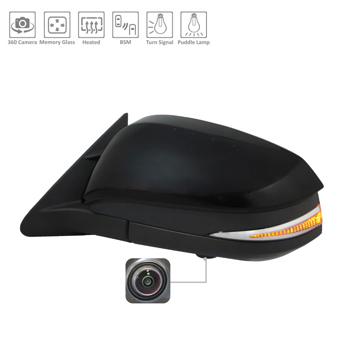 Left Mirror outside rear view w/Around View Monitor; w/Cover; PTM ...