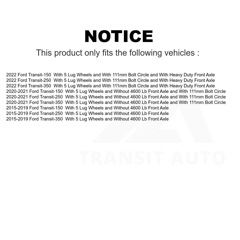 Front Disc Brake Rotors Pair For Ford Transit-250 Transit-350 Transit ...