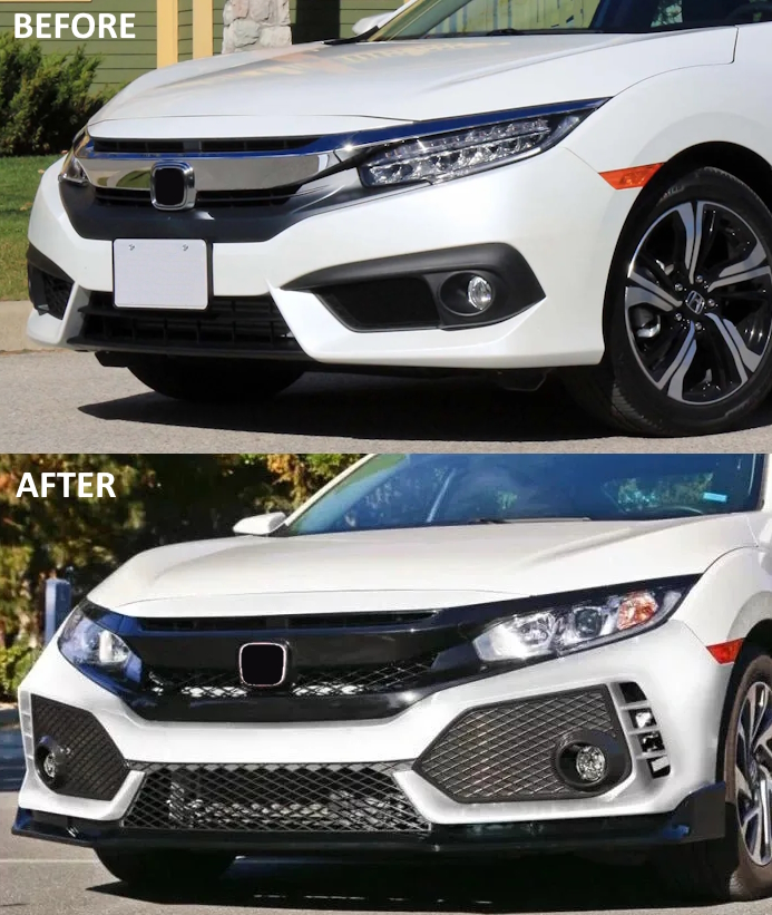 Honda Civic Sedan 2016-2021 Front Rear Bumper Conversion upgrade to ...